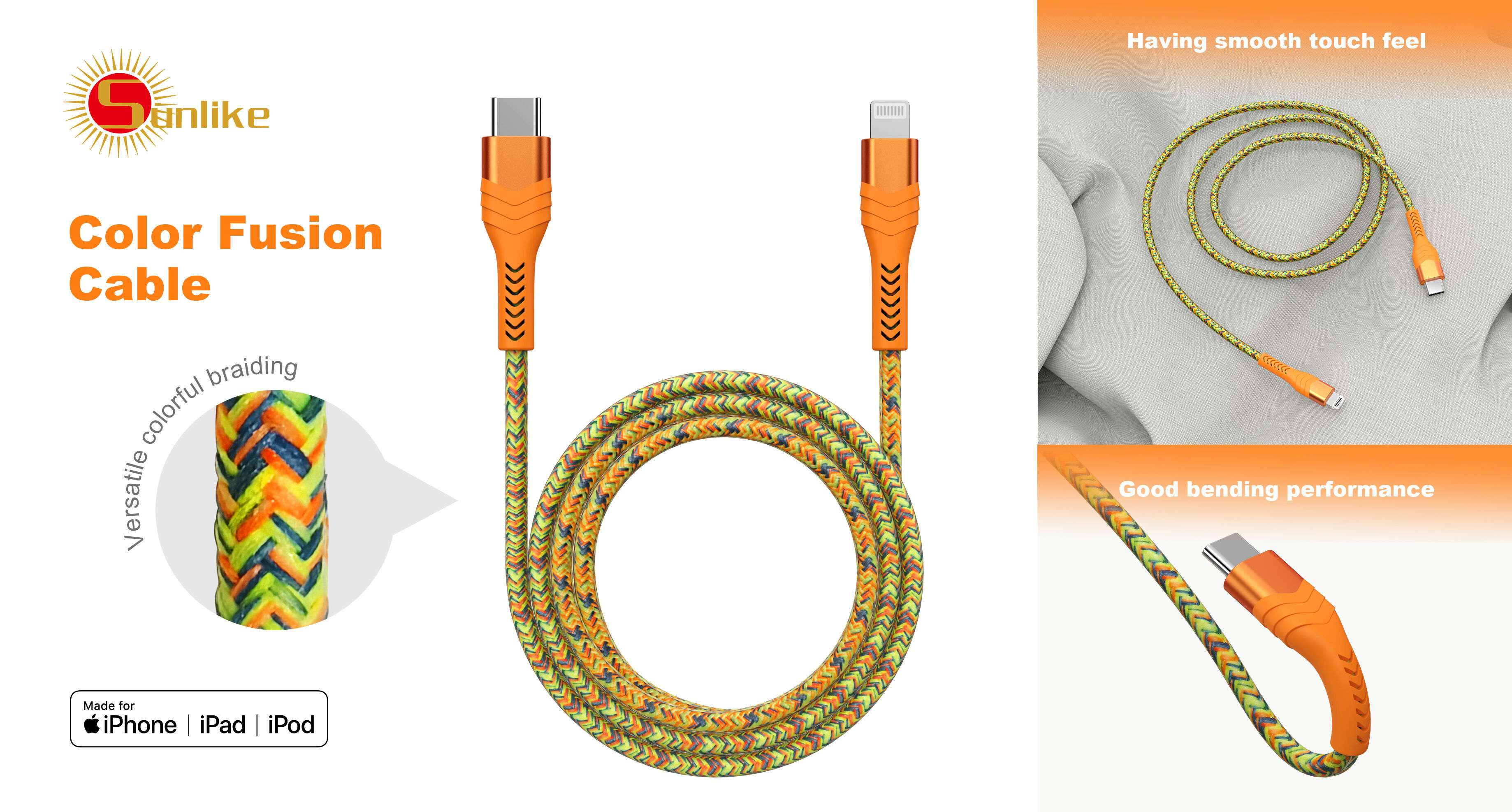 Sunlike,color Fusion Cable,usb-c Cable,phone Charger Cable,long Sr ...