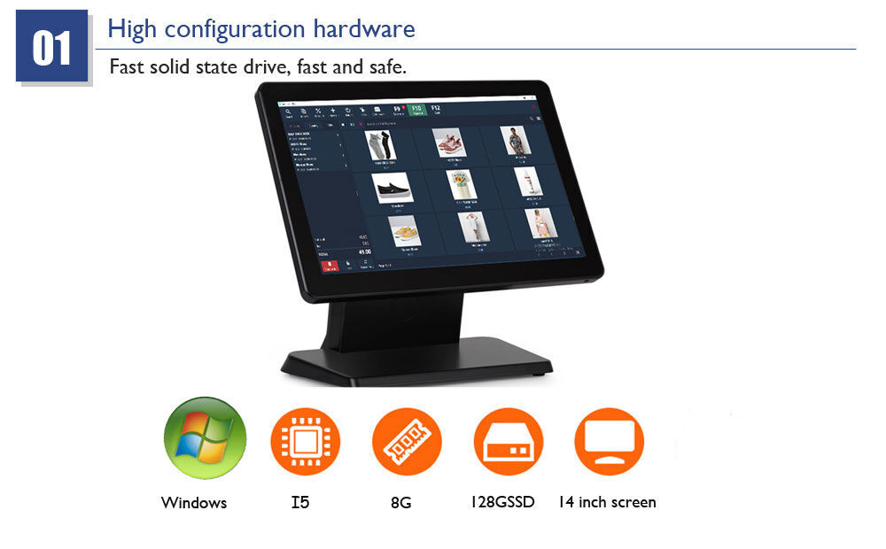 14' Windows Cash Register I3 Cpu With 58mm Printer Supermarket Touch ...