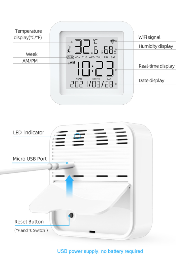 Buy Wholesale China Smart Wifi Temperature Humidity Monitor Wireless ...