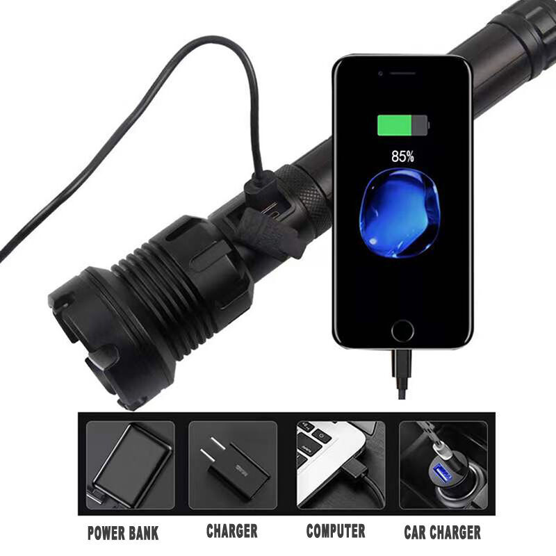 Led Cob Flashlight With 26650 Battery 5000 Lumens Waterproof ...