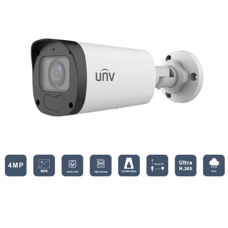 4mp Ir Fixed Focal Bullet Network Camera Poe Camera Built-in Mic ...