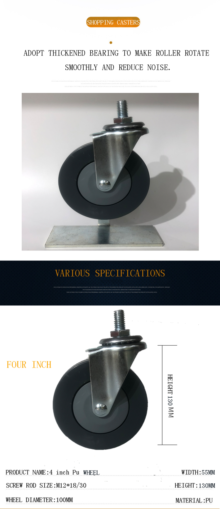 Factory Price Medium Duty Gray Color Swivel And Fixed Duty Industrial ...