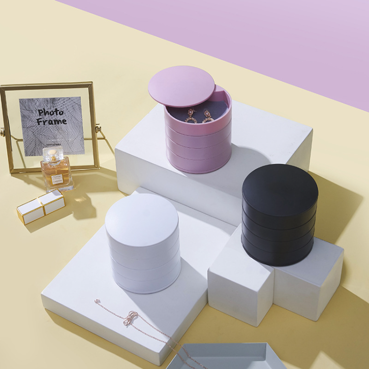 B1341 Japanese 360 Rotating Multi Layer Pu Earrings Box Dustproof Jewel ...