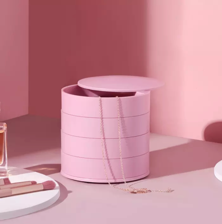 B1341 Japanese 360 Rotating Multi Layer Pu Earrings Box Dustproof Jewel ...