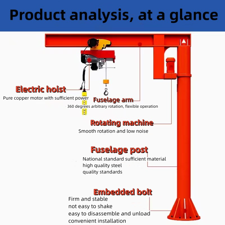 Electric Mini Lifting Small Single Arm Crane 2 3 5 Ton 500kg 250kg Floor Jib Crane 1 Ton, Floor ...