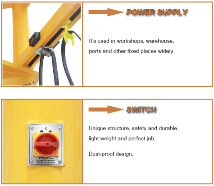 500kg 2ton 3ton 5ton Workshop Motorized Fixed Pillar Remote Control Jib ...
