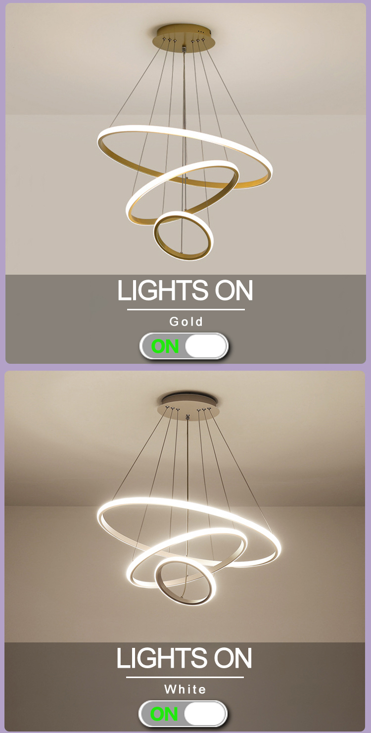 Buy China Wholesale Modern Aluminium 3 Ring Circle Led Chandeliers ...
