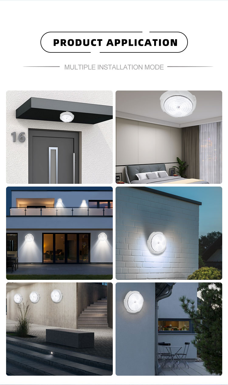 For Shed Porch Patio Garage Home Intelligent Led Solar Power Square Round Ceiling Lamp Light ...