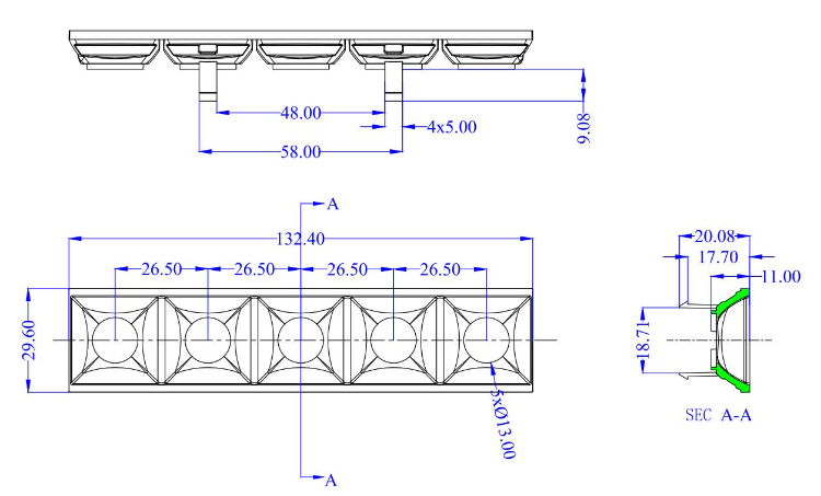 Buy Wholesale China High Quality 5in1 Linear Light Optics Lens For Xpe ...