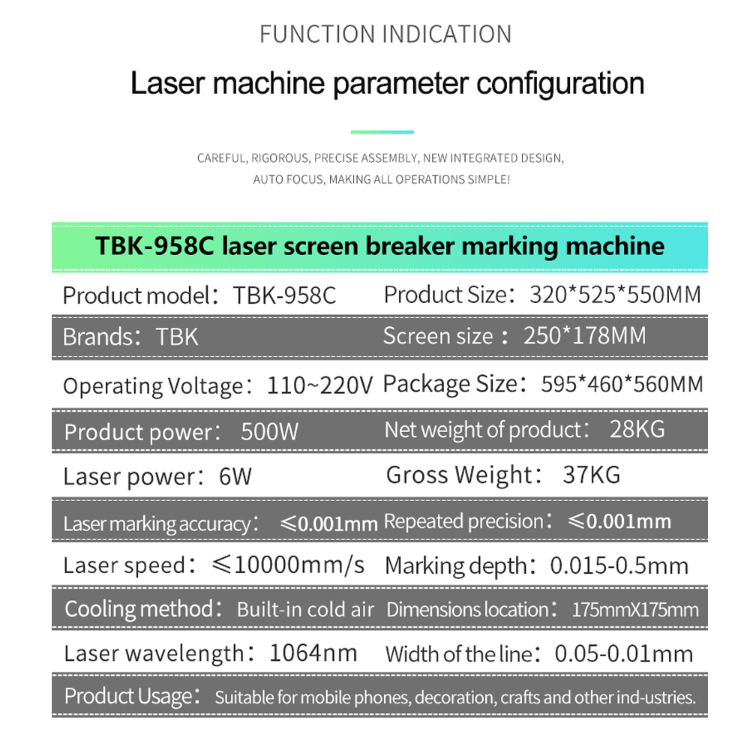 Factory Tbk 958c Tbk-958c Tbk958c Laser Marking Machine For Iphone Back Glass Remove Frame ...