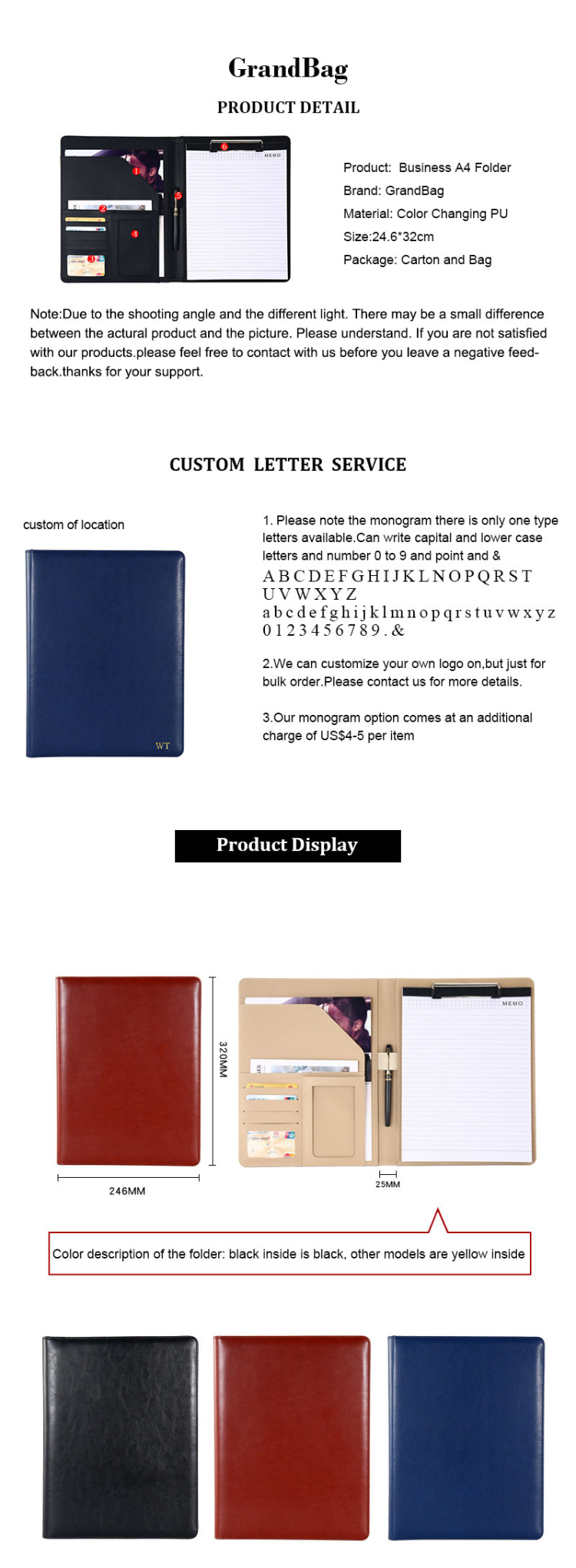 Buy Wholesale China Customized Pu Leather Notepad A4 File Organizer ...