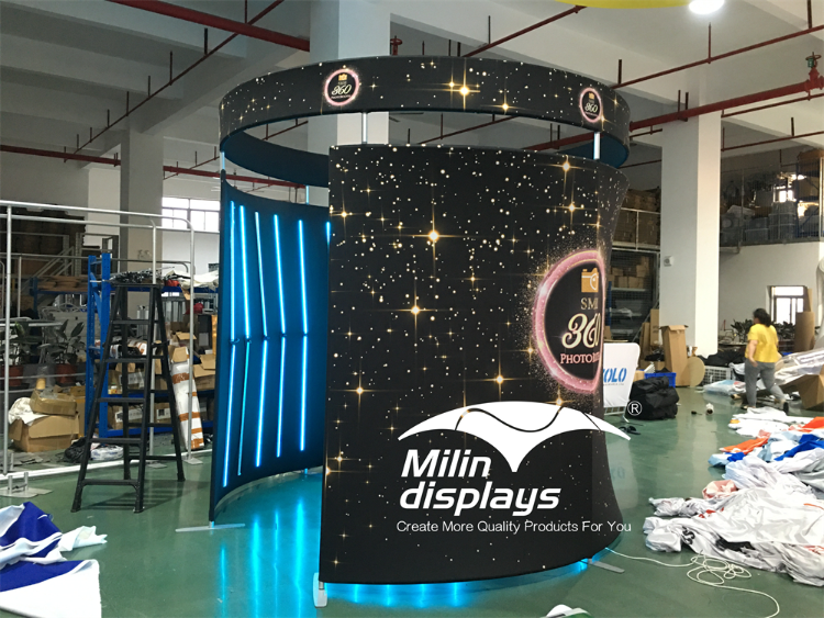 Hot Product 360 Photo Booth Backdrop Stand 360 Media Wall With Led ...