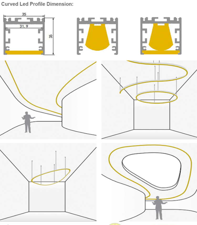 Custom Color Black Dia900mm 1/2 Ring Hanging Arc Linear Light Half ...