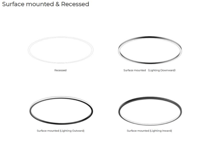 Custom Color Black Dia900mm 1/2 Ring Hanging Arc Linear Light Half ...