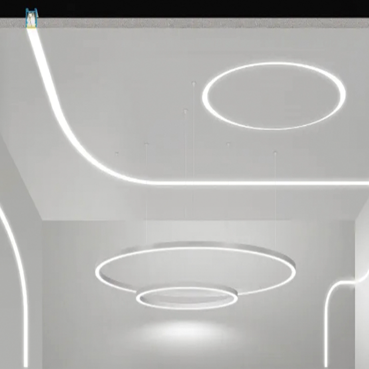 Custom Color Black Dia900mm 1/2 Ring Hanging Arc Linear Light Half ...