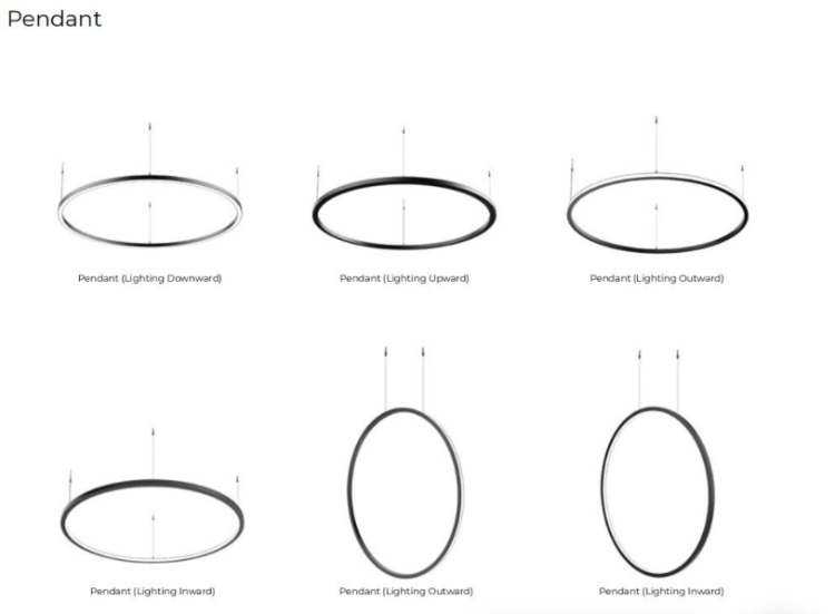 Custom Color Black Dia900mm 1/2 Ring Hanging Arc Linear Light Half ...