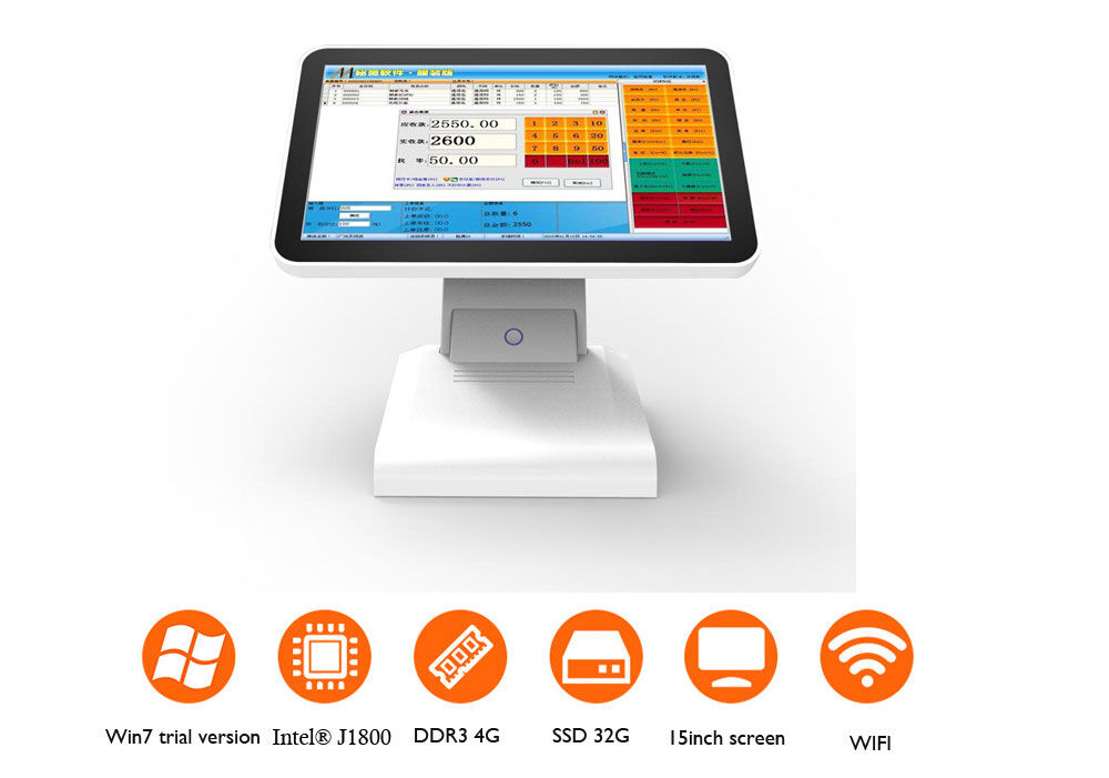 Free Software 15" Touch Screen Pos System Cash Register All In One Windows Pos Machine For ...