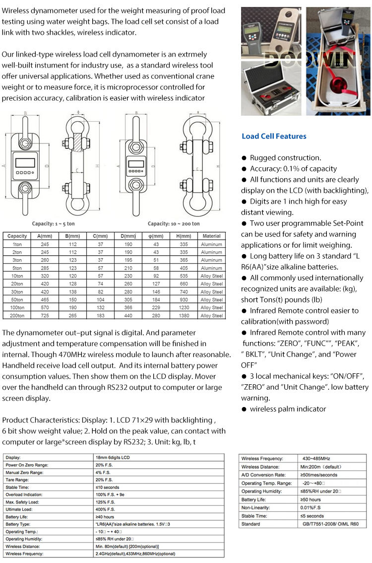 Wireless Linked Type Load Cell For Test Water Weight Load Cell ...