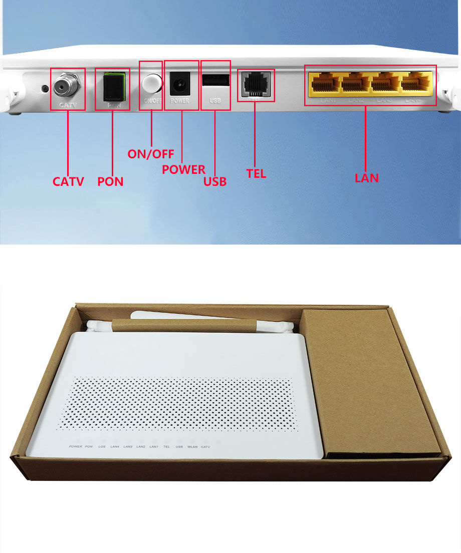 Buy Wholesale China Ftth Ont Hg8247h5 1ge+3fe+1tel+catv+wifi 2.4g Gpon Voice Rf Onu Wifi Router ...