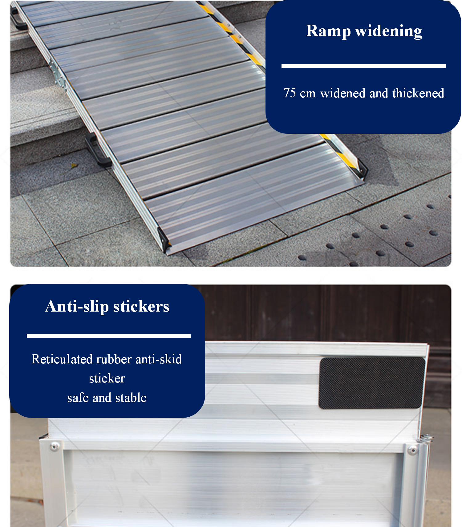 Chinese Factory Lightweight Silver Three Fold Aluminum Wheelchair Ramps ...