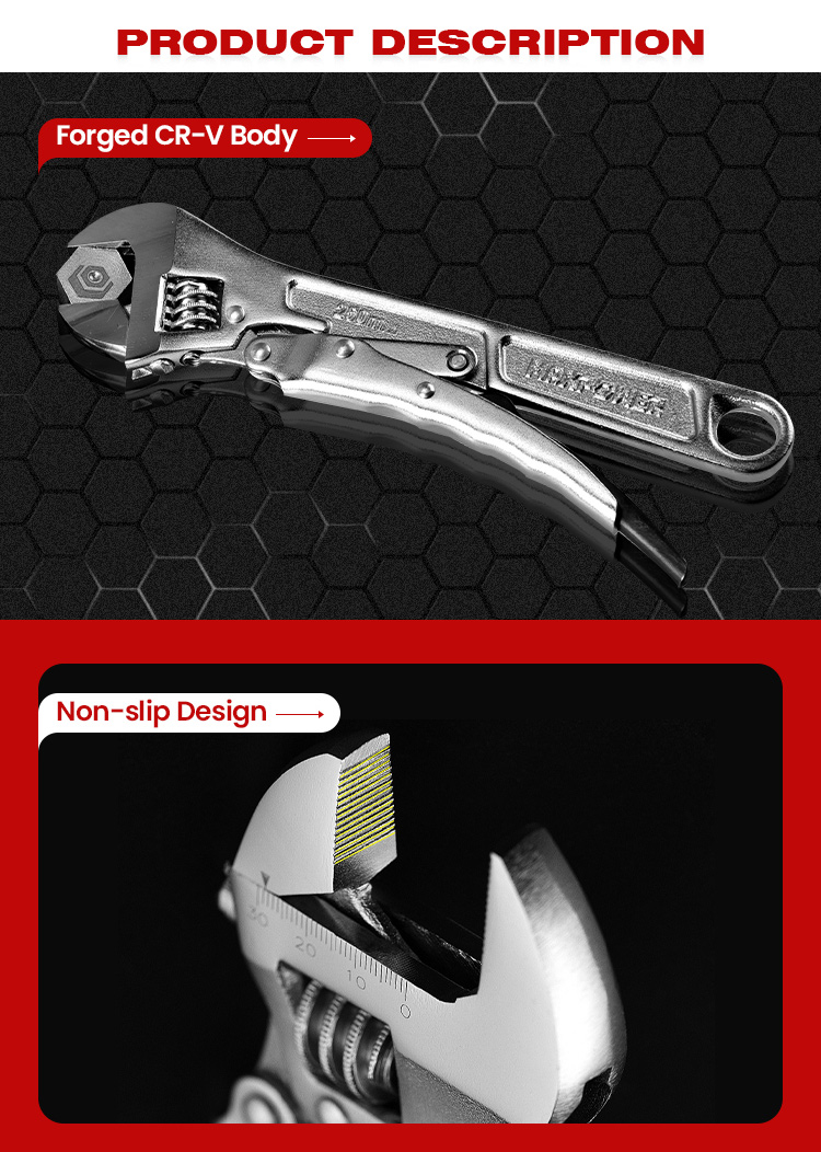 Maxpower Multi Multifunction Hand Repair Tool 10" Locking Plier Adjustable Monkey Wrench ...