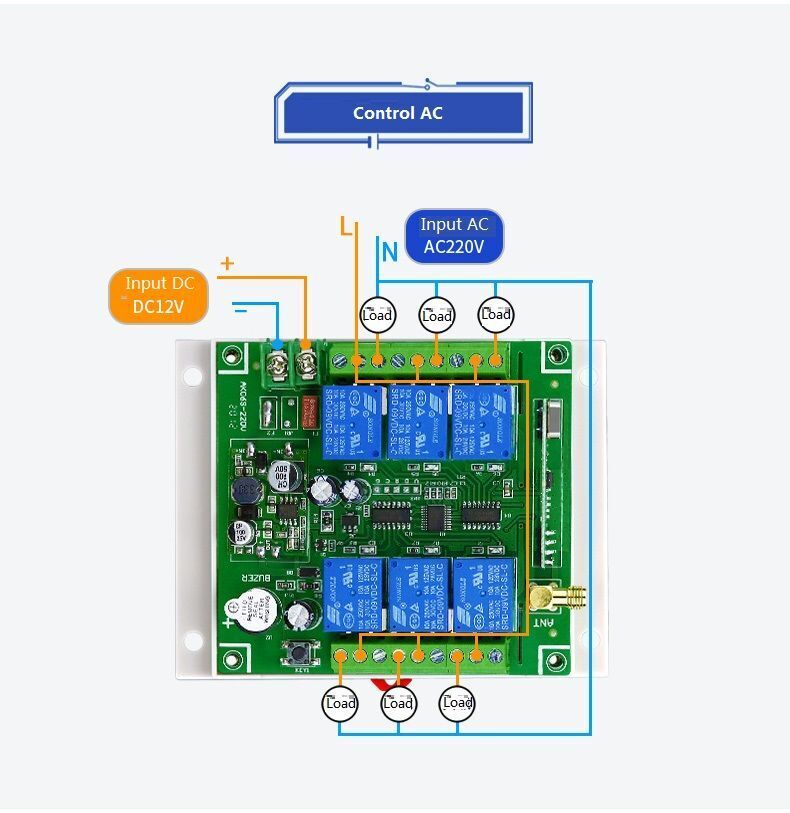 6ch Dc12-36v Remote Controller Rf Transmitter And Receiver Module ...