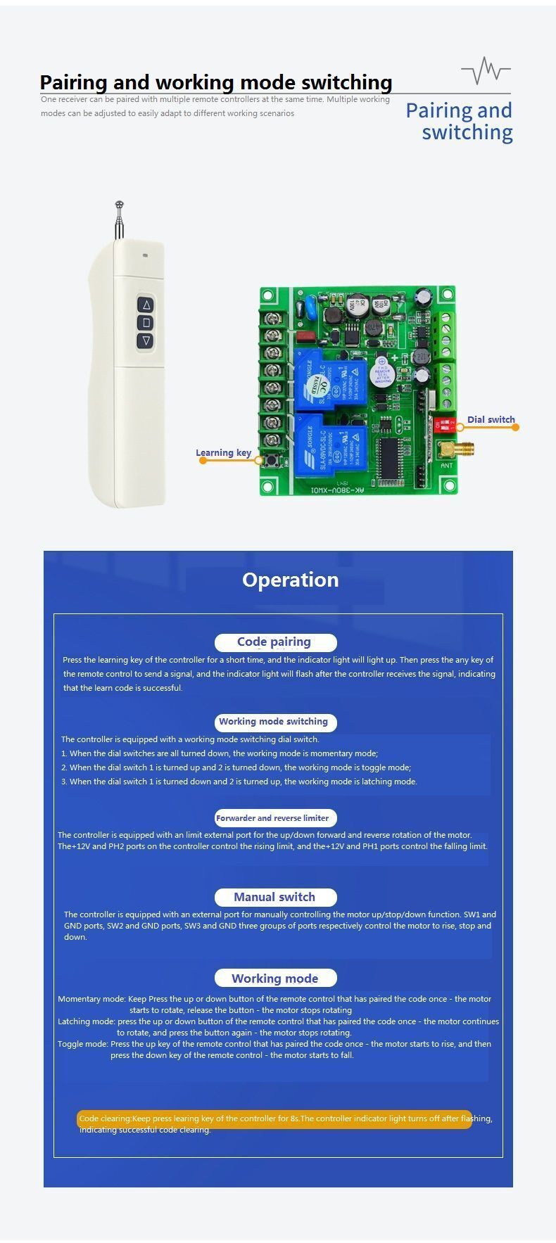 Dc12-48v 2ch 433mhz/315mhz Delay Transmitter And Receiver Rf Remote ...