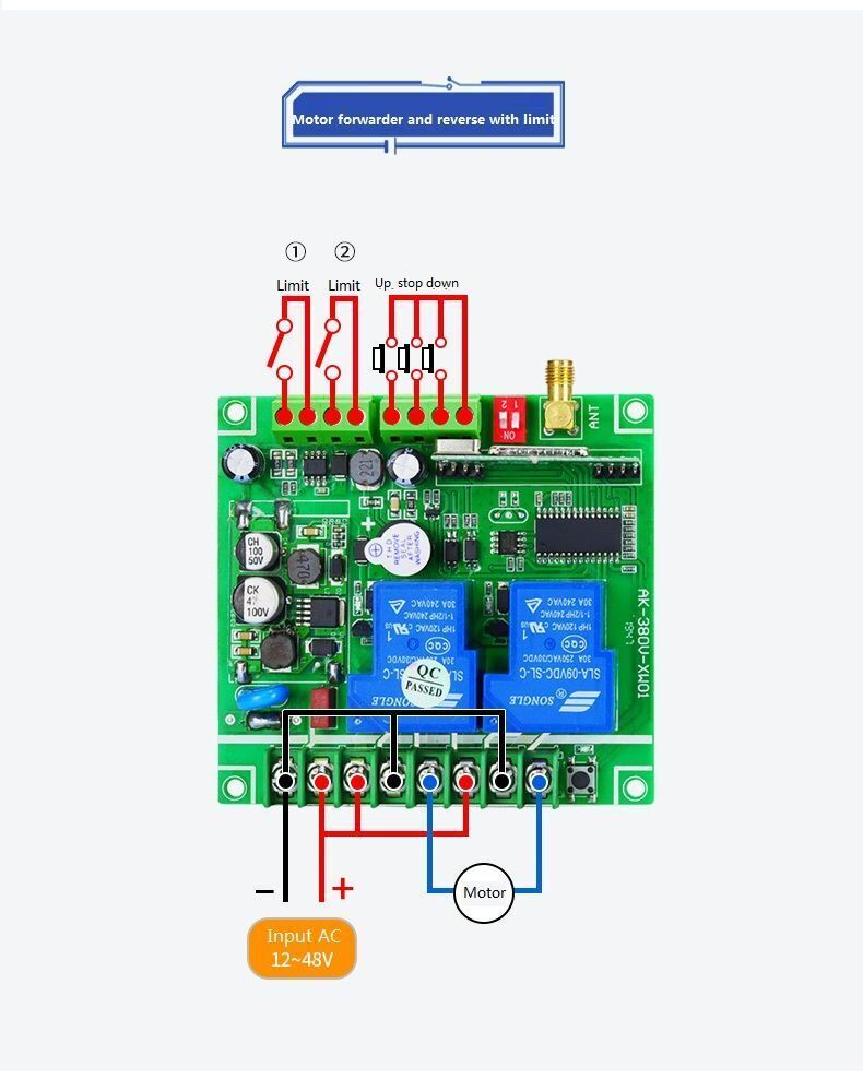 Dc12-48v 2ch 433mhz/315mhz Delay Transmitter And Receiver Rf Remote ...