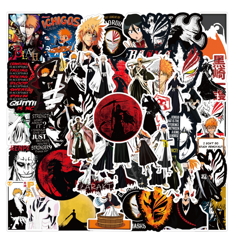 50pcs/pack Japanese Anime Bleach Cartoon Ticker Car Laptop Decorative ...