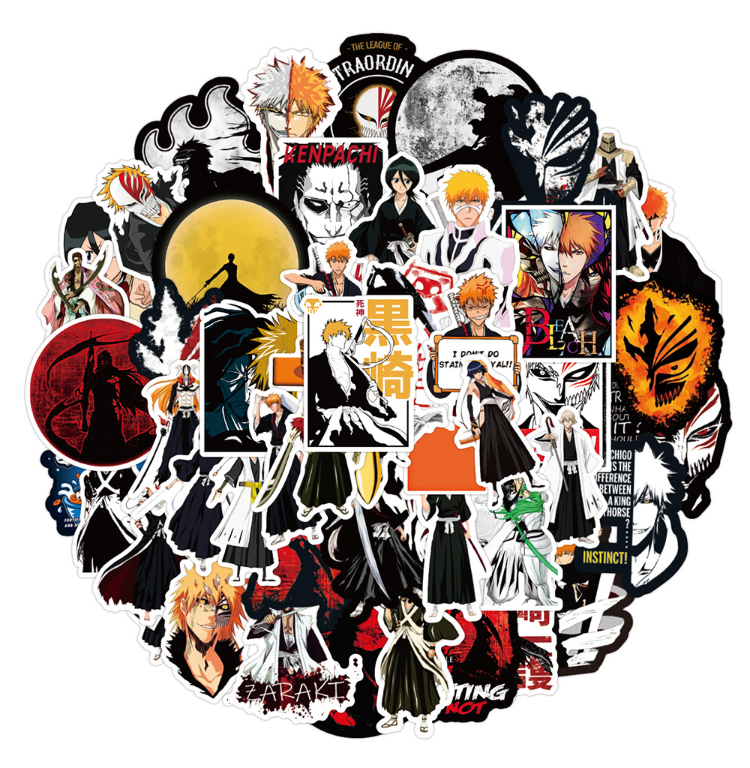 50pcs/pack Japanese Anime Bleach Cartoon Ticker Car Laptop Decorative ...