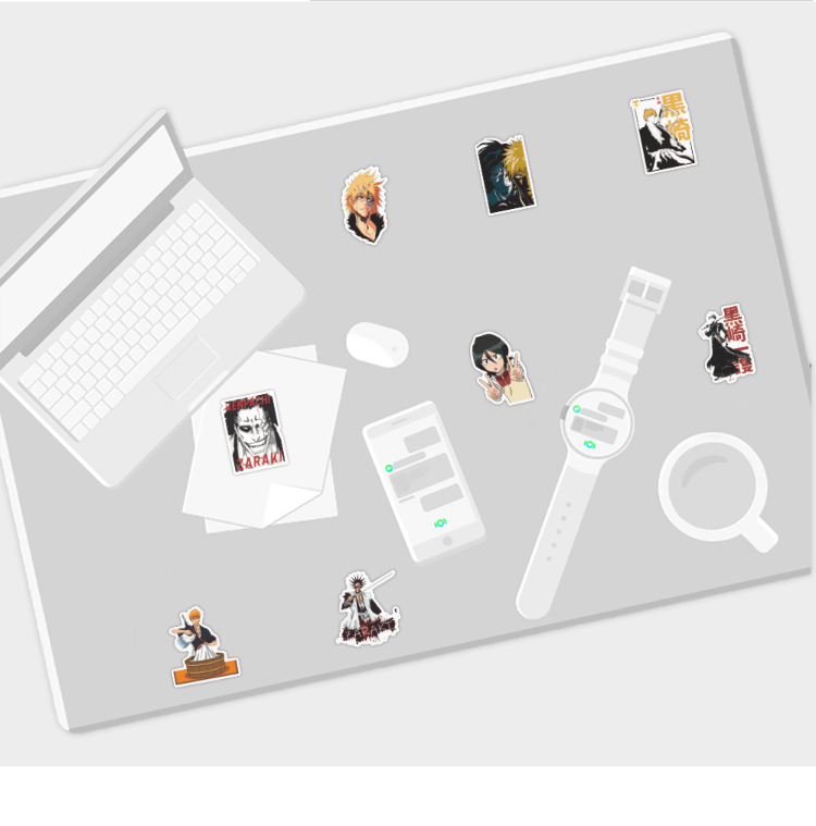 50pcs/pack Japanese Anime Bleach Cartoon Ticker Car Laptop Decorative ...