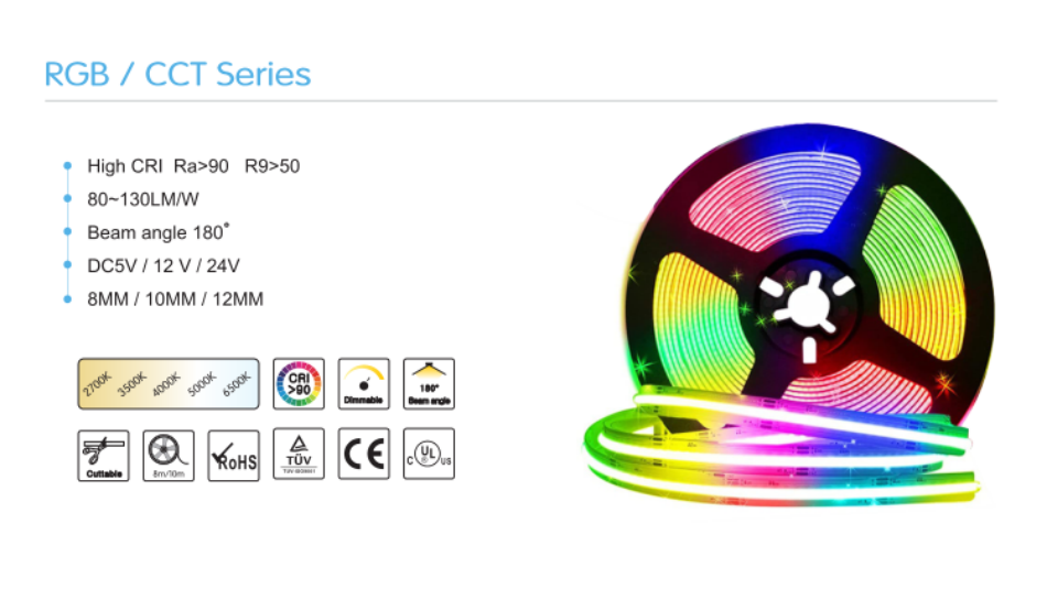10mm 5v 12v 24v Led Cob Ropee Light Smart Addressable Rgbic Magic ...