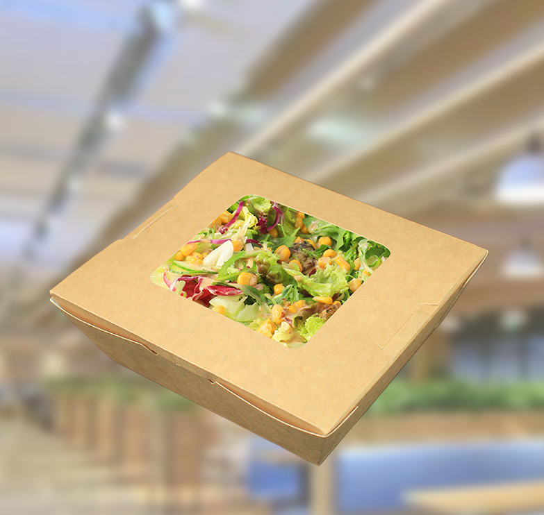 Coated Paper Lunch Box With Window Leak Grease Resistant Biodegradable ...