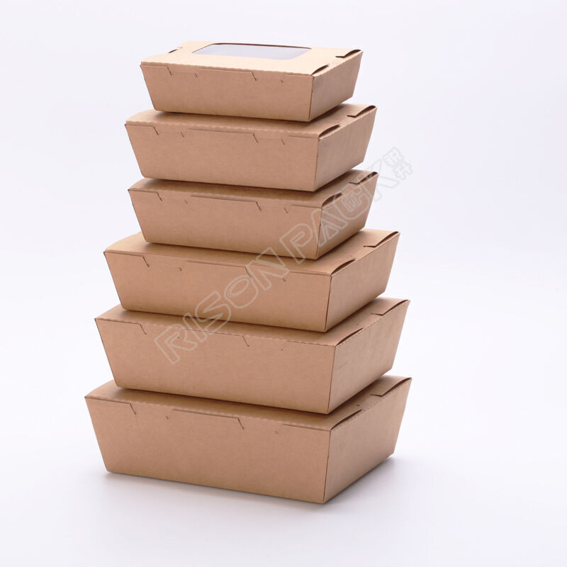 Coated Paper Lunch Box With Window Leak Grease Resistant Biodegradable ...