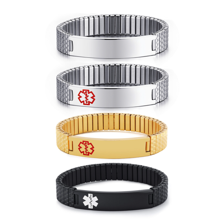 Women Men Bracelet Emergency First Aid Bangle Stainless Steel Engraved ...