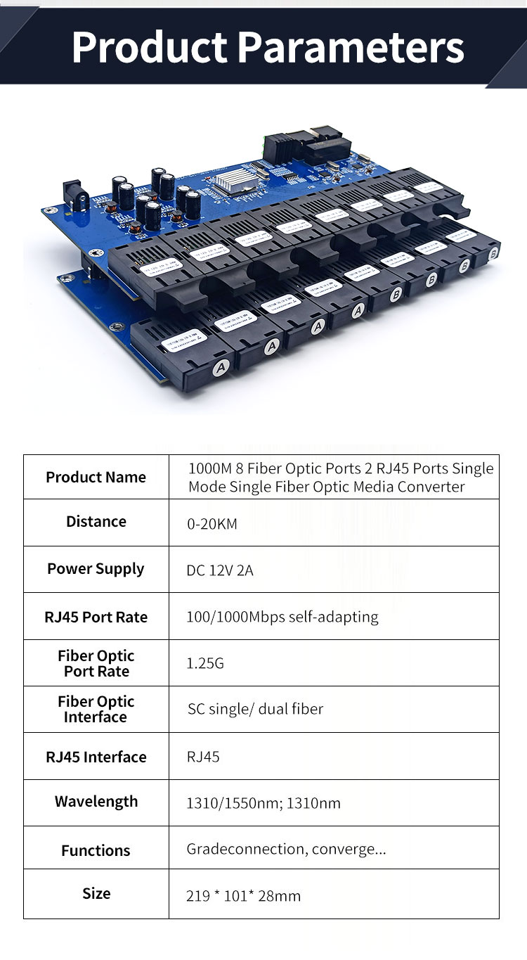 Pcba 10/100/1000 Mbps 8 Fiber Port 2 Rj45 Port Pcba 1310/1550nm Sc ...