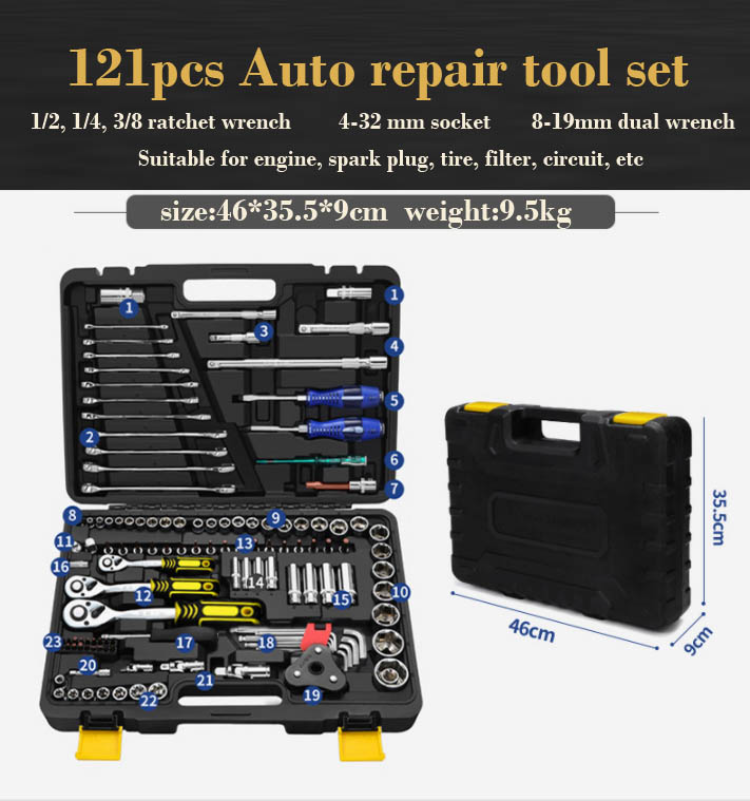 Hot Selling 121pcs Mechanic Tool Set For Industrial Use Toolbox Metal ...