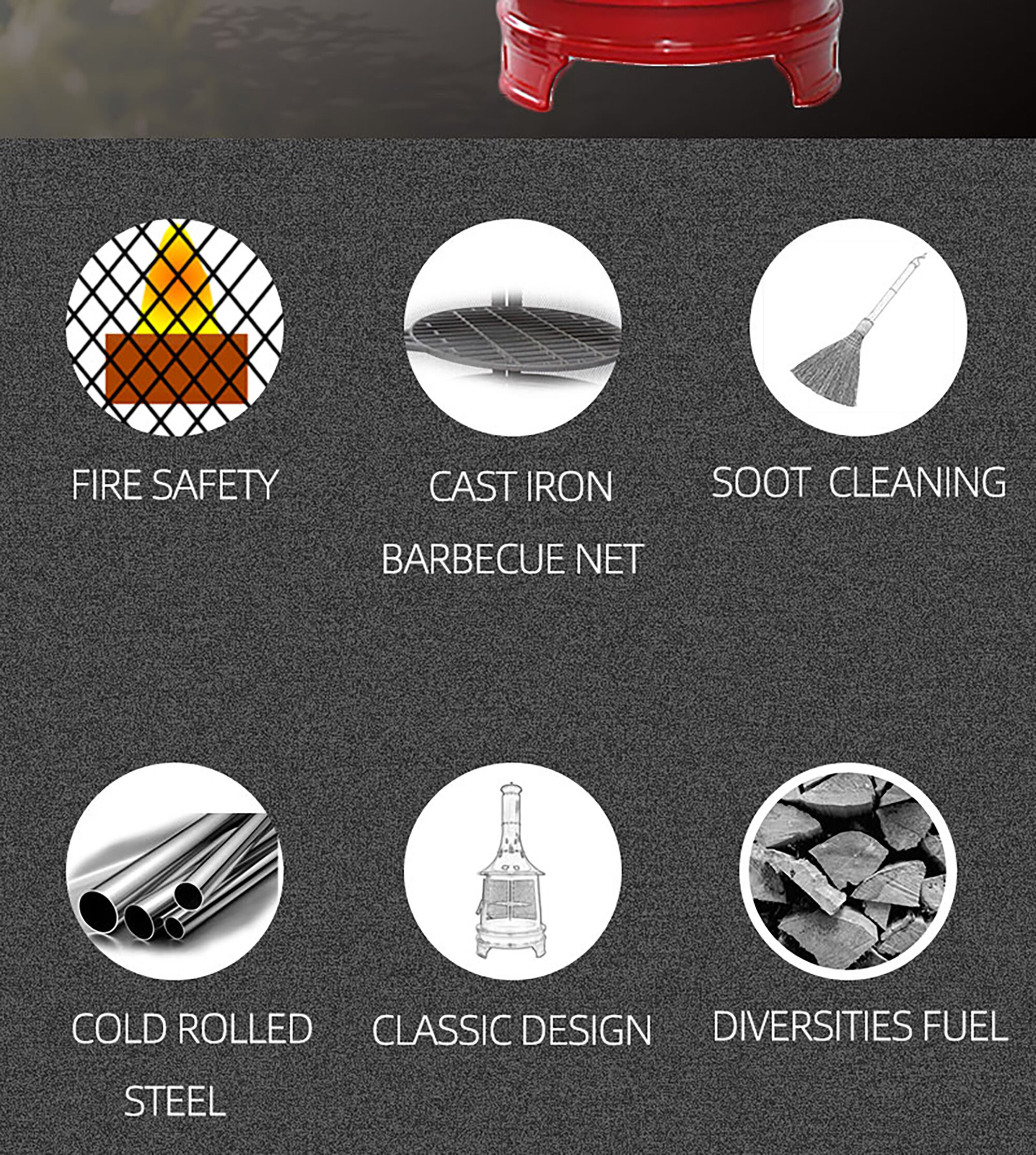 High Temperature Resistant Outdoor Garden Fire Place Red Enamel Fire ...