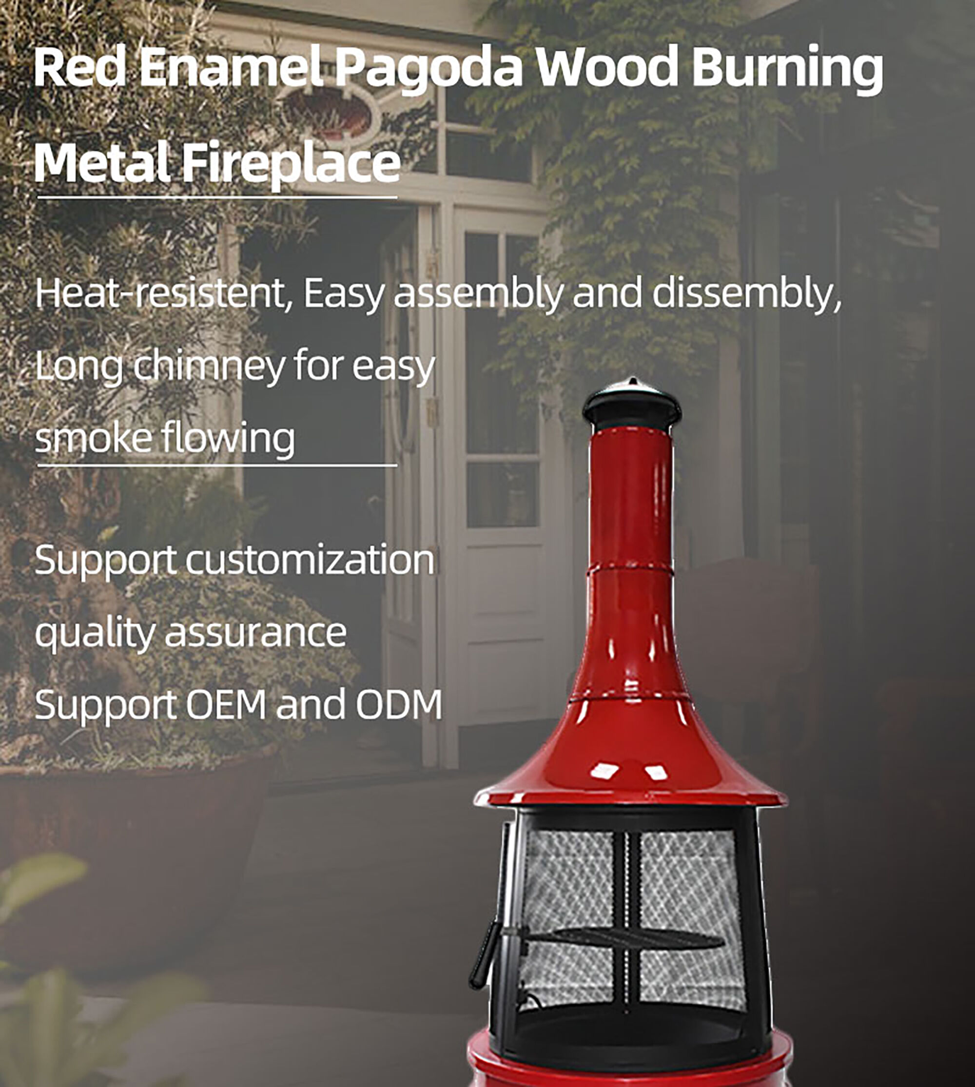 High Temperature Resistant Outdoor Garden Fire Place Red Enamel Fire ...