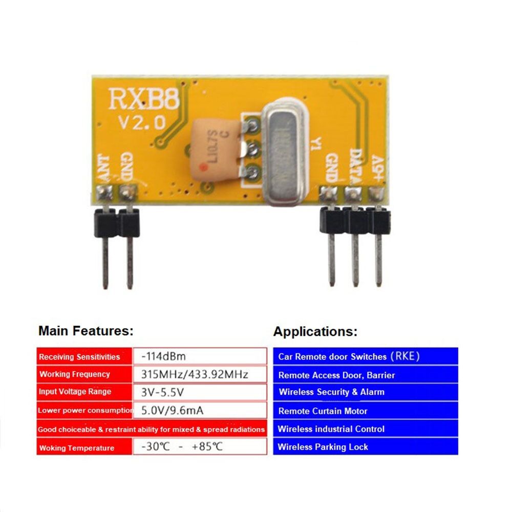 Rxb8 315mhz Wireless Rf Ask Rx Superheterodyne Receiving Module High ...