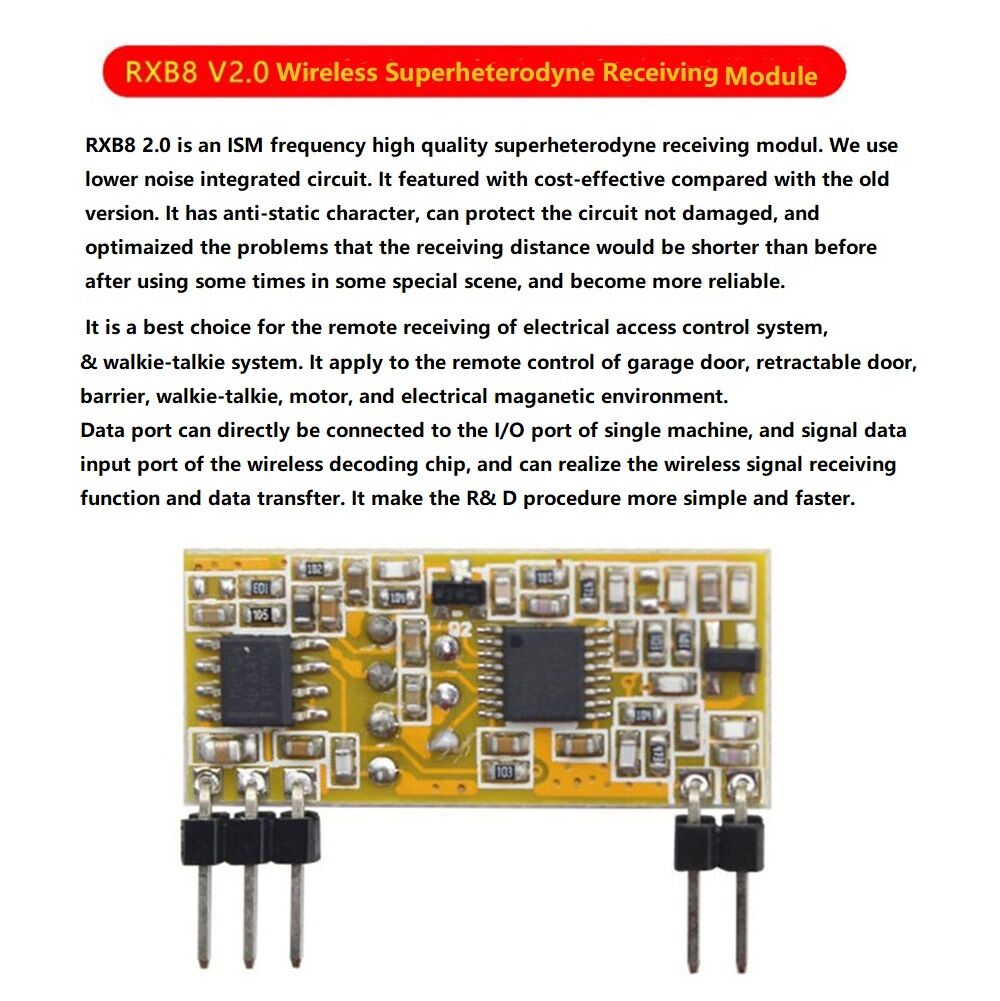 Rxb8 315mhz Wireless Rf Ask Rx Superheterodyne Receiving Module High ...