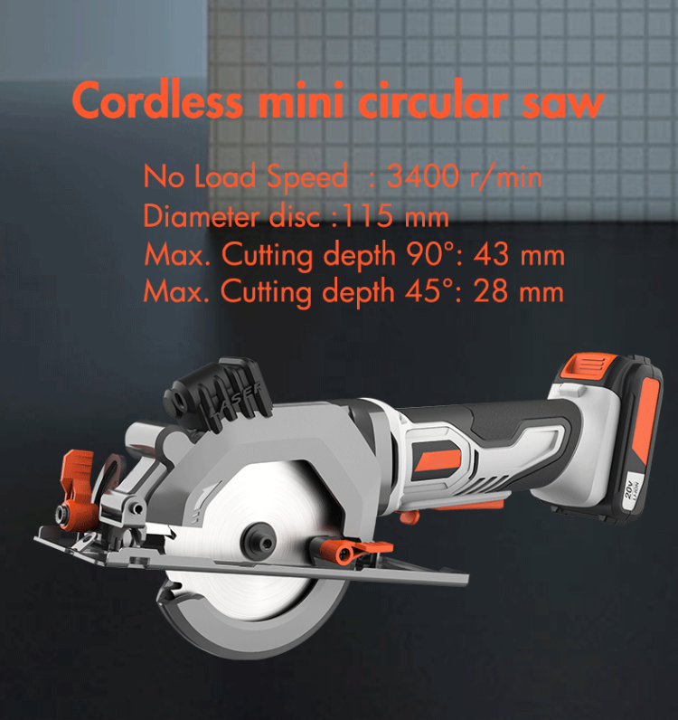 Portable 20v 3400rpm Wood Cutting 4-1/2 Inch Cordless Electric Mini ...