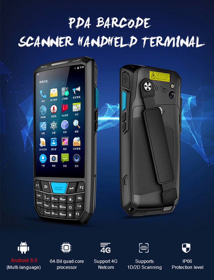 Android 9.0 Handheld Pda 4g Smartphone 1d 2d Qr Barcode Scanner ...