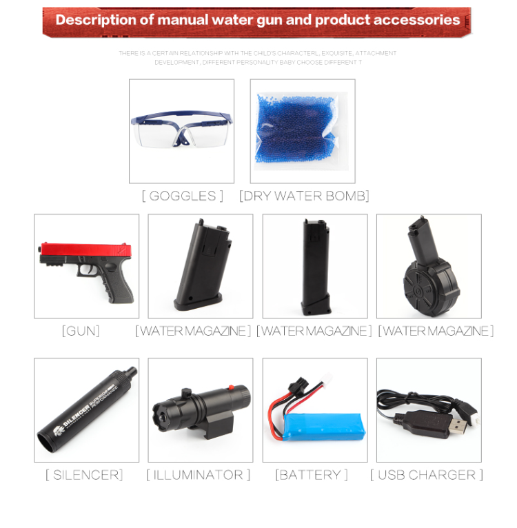 Glock Water Beads Gel Bullet Ammo Gun Blast Kit Electric Splatter Gel ...