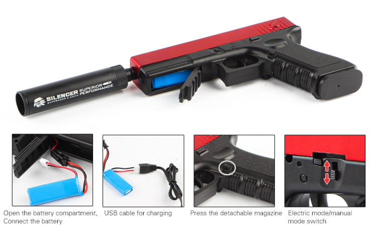 Glock Water Beads Gel Bullet Ammo Gun Blast Kit Electric Splatter Gel ...