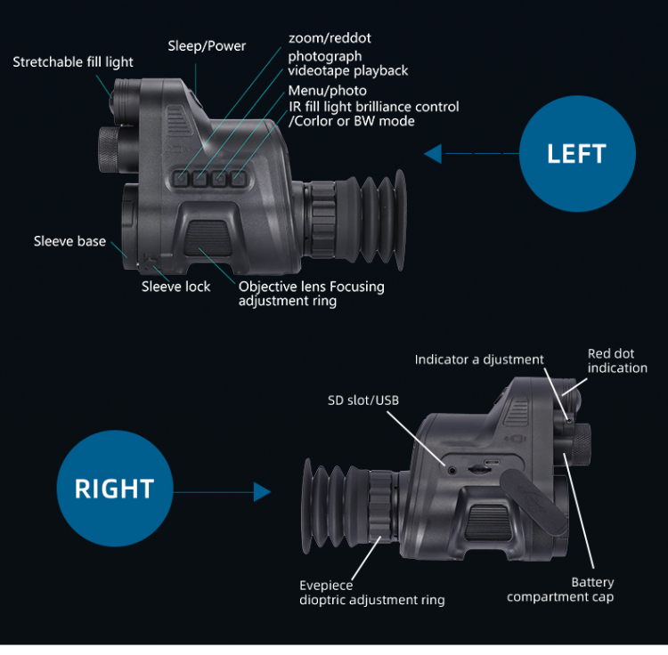 Henbaker Nv710s Red Dot Laser Infrared Night Vison Monocular Telescope ...