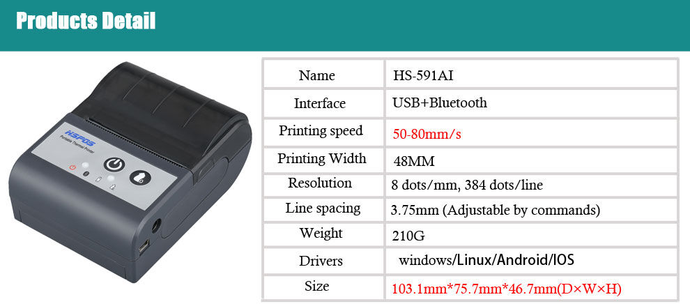Buy Wholesale China 58mm Mini Portable Thermal Printer Usb+bt Interface ...