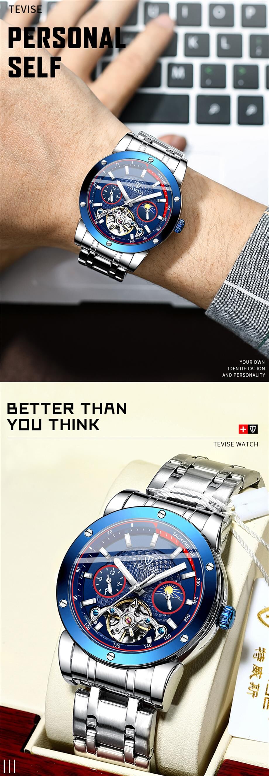 Buy Wholesale China Tevise Watch Stars Men's Fashion Tourbillon ...