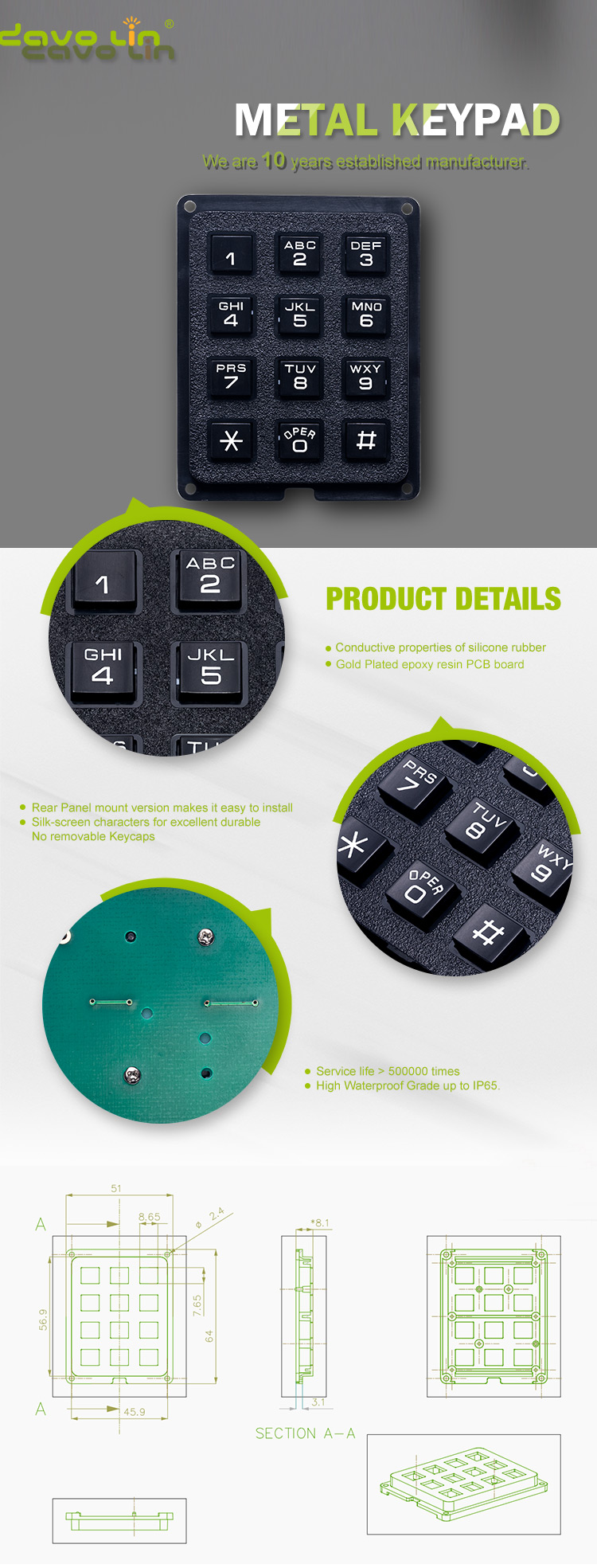 Buy Standard Quality China Wholesale Cheap 3x4 12 Buttons Matrix ...