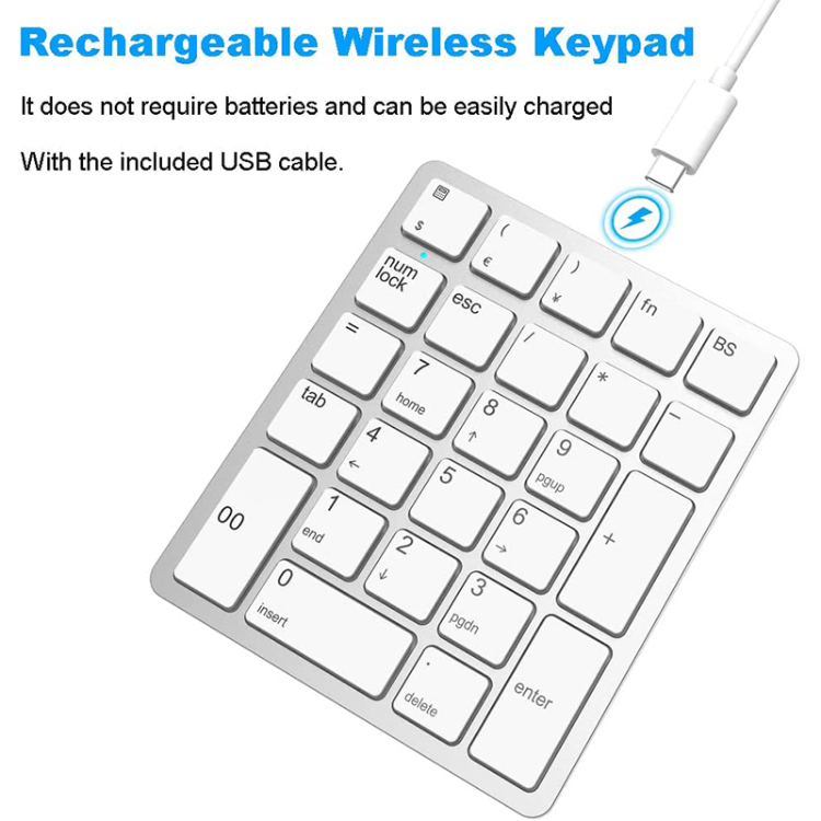 Jomaa Wireless Numeric Keypad Numpad 26 Keys Portable 2.4 Ghz Financial ...